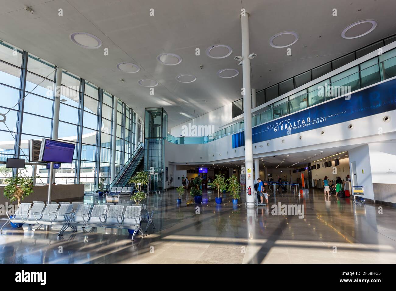 Gibraltar - July 30, 2018: Gibraltar Airport Terminal building Stock ...