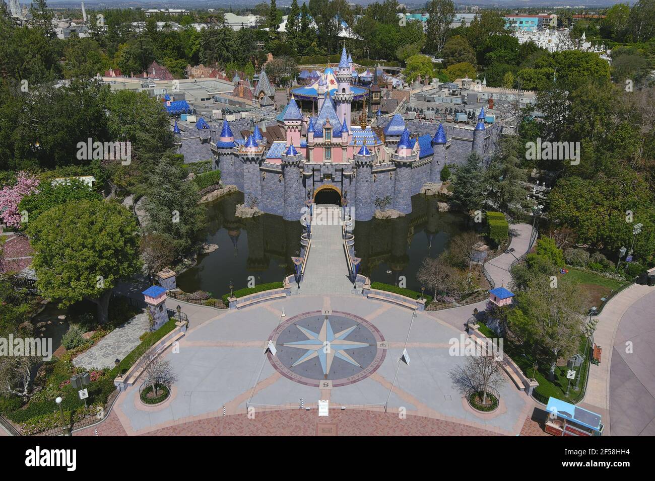 An aerial view of Sleeping Beauty Castle at Disneyland Park, Wednesday ...