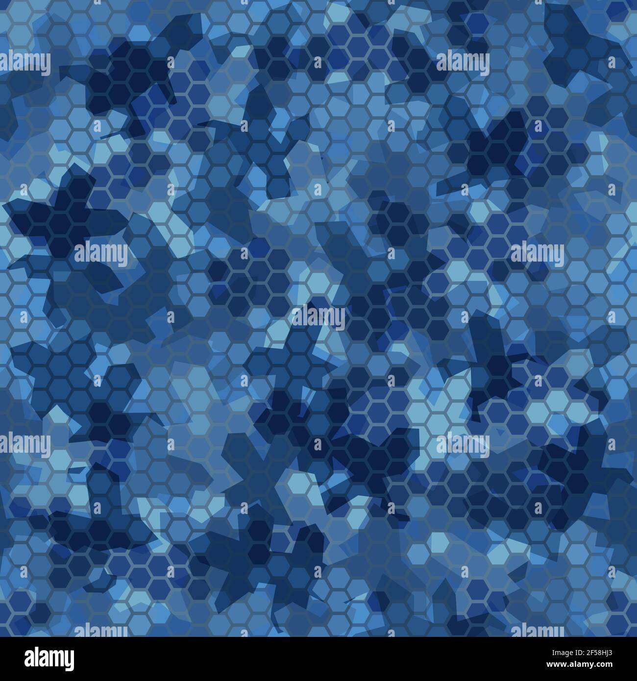 Water blue halftone camouflage seamless pattern hexagonal geometric ...