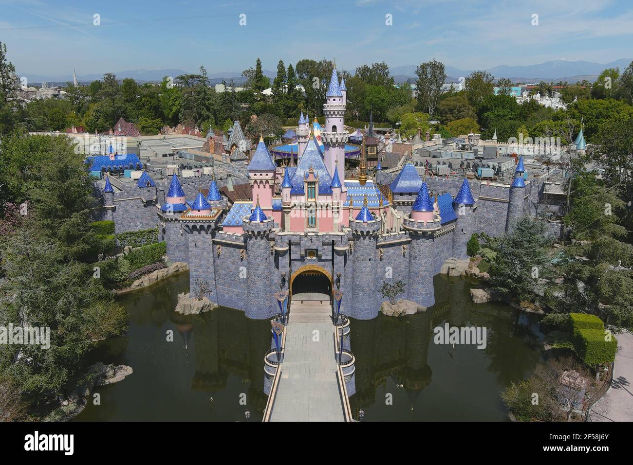 An aerial view of Sleeping Beauty Castle at Disneyland Park, Wednesday ...