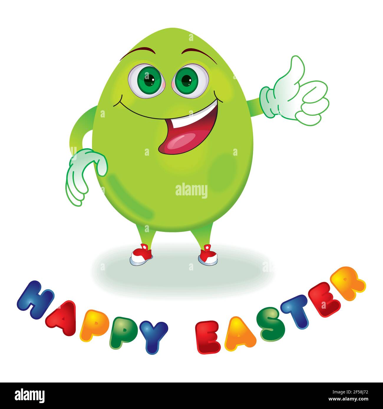 Happy Easter card with cute Egg cartoon character. Celebrating ...