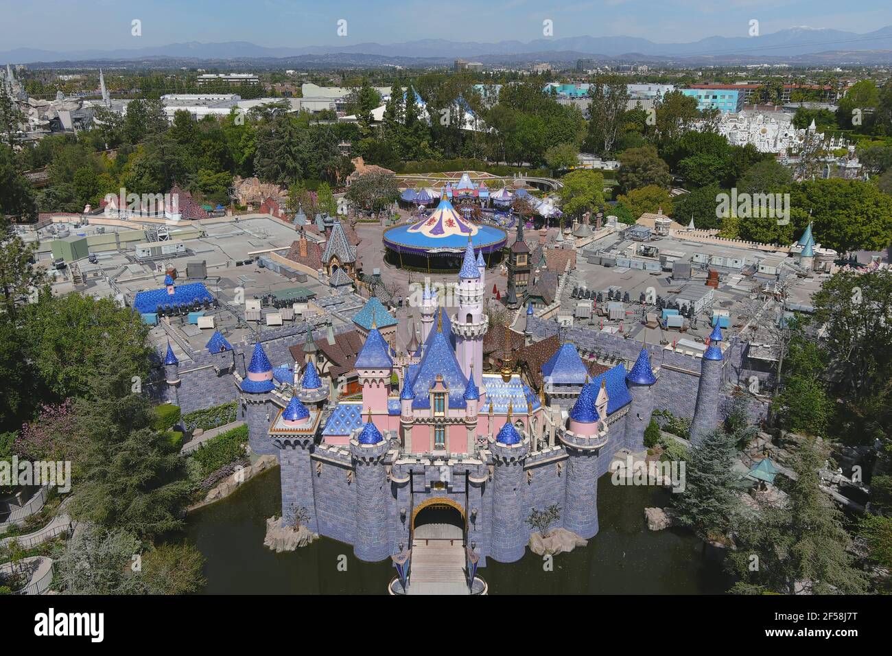 An aerial view of Sleeping Beauty Castle at Disneyland Park, Wednesday ...