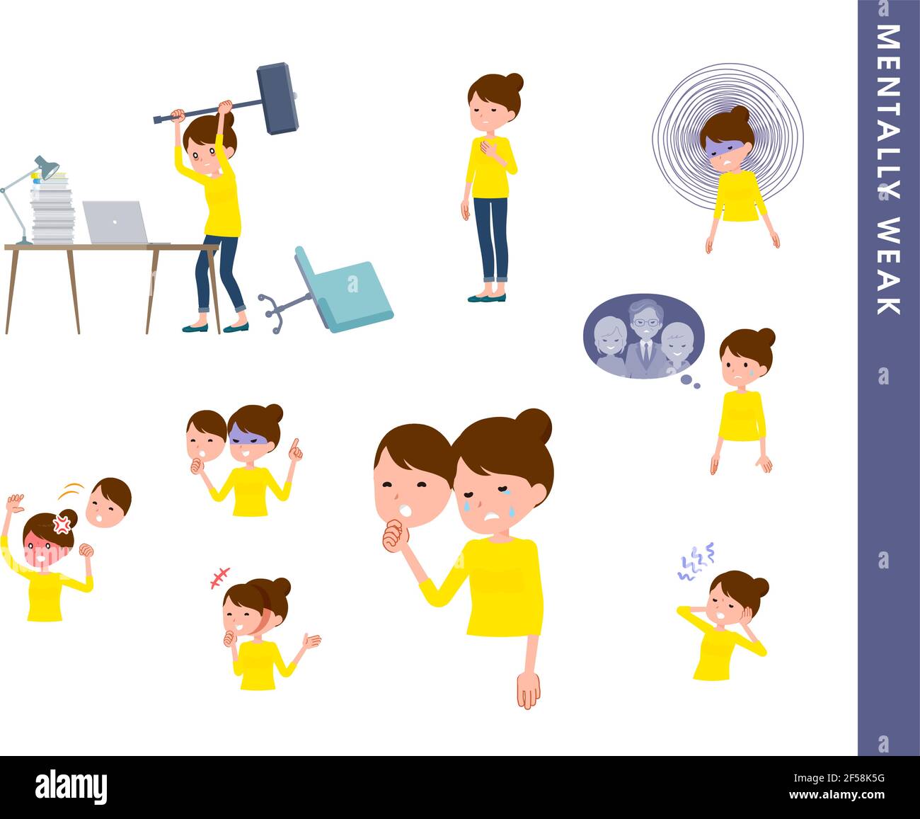 A set of women spirit is weak.It's vector art so easy to edit Stock ...