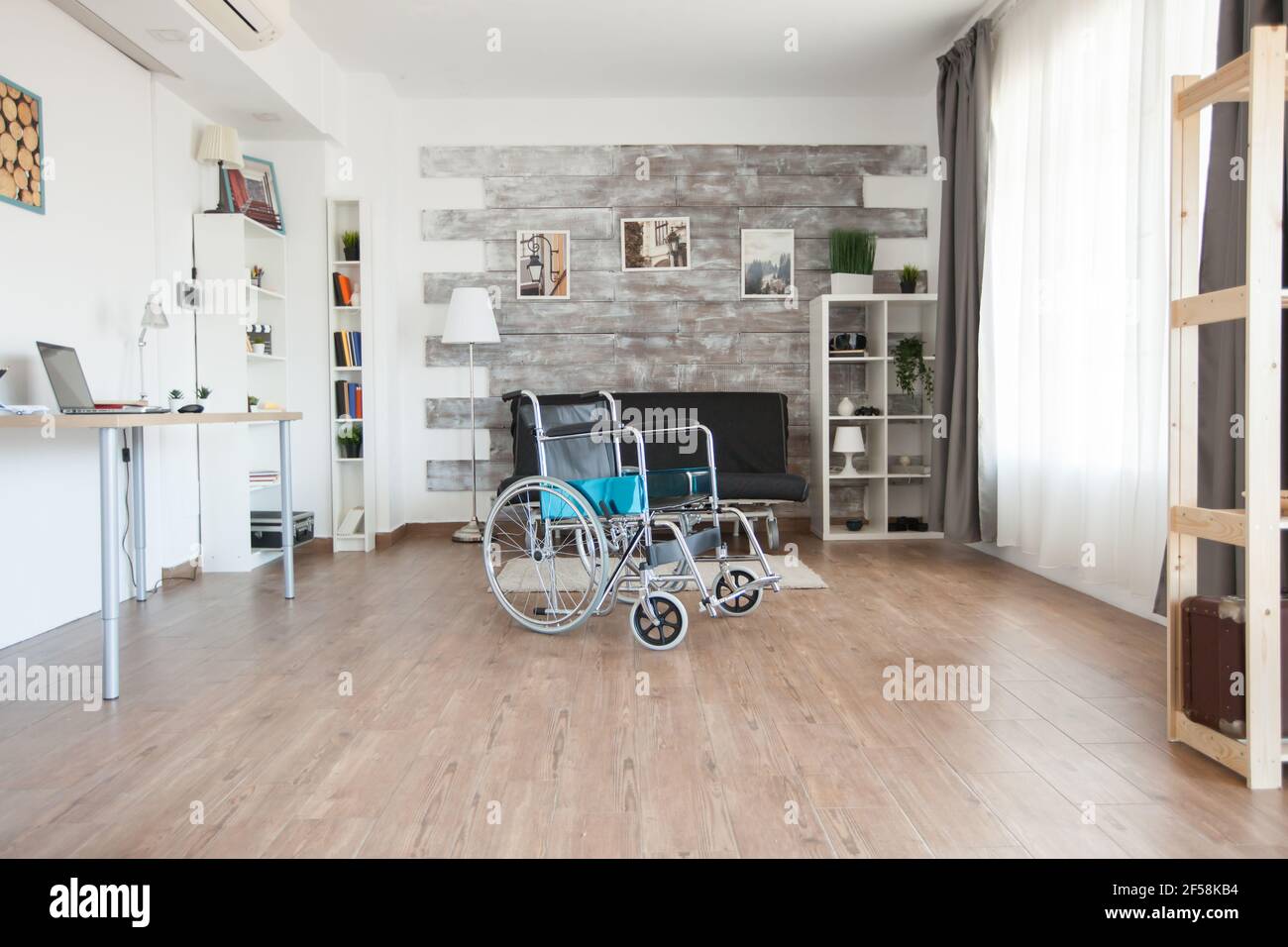 Wheelchair in empty room for handicapped patient in private hospital ...