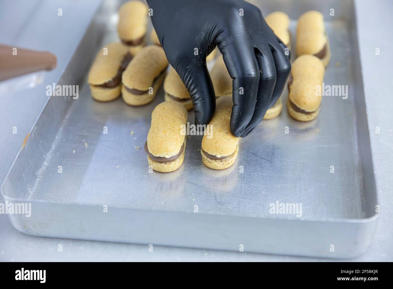 Making chef eclairs in the kitchen. Eclairs Pasta Turkish delicious ...