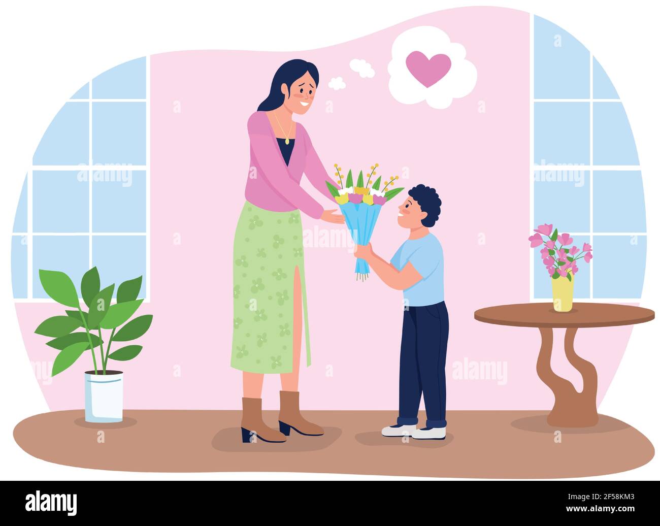 Mothers day greeting 2D vector web banner, poster Stock Vector Image ...