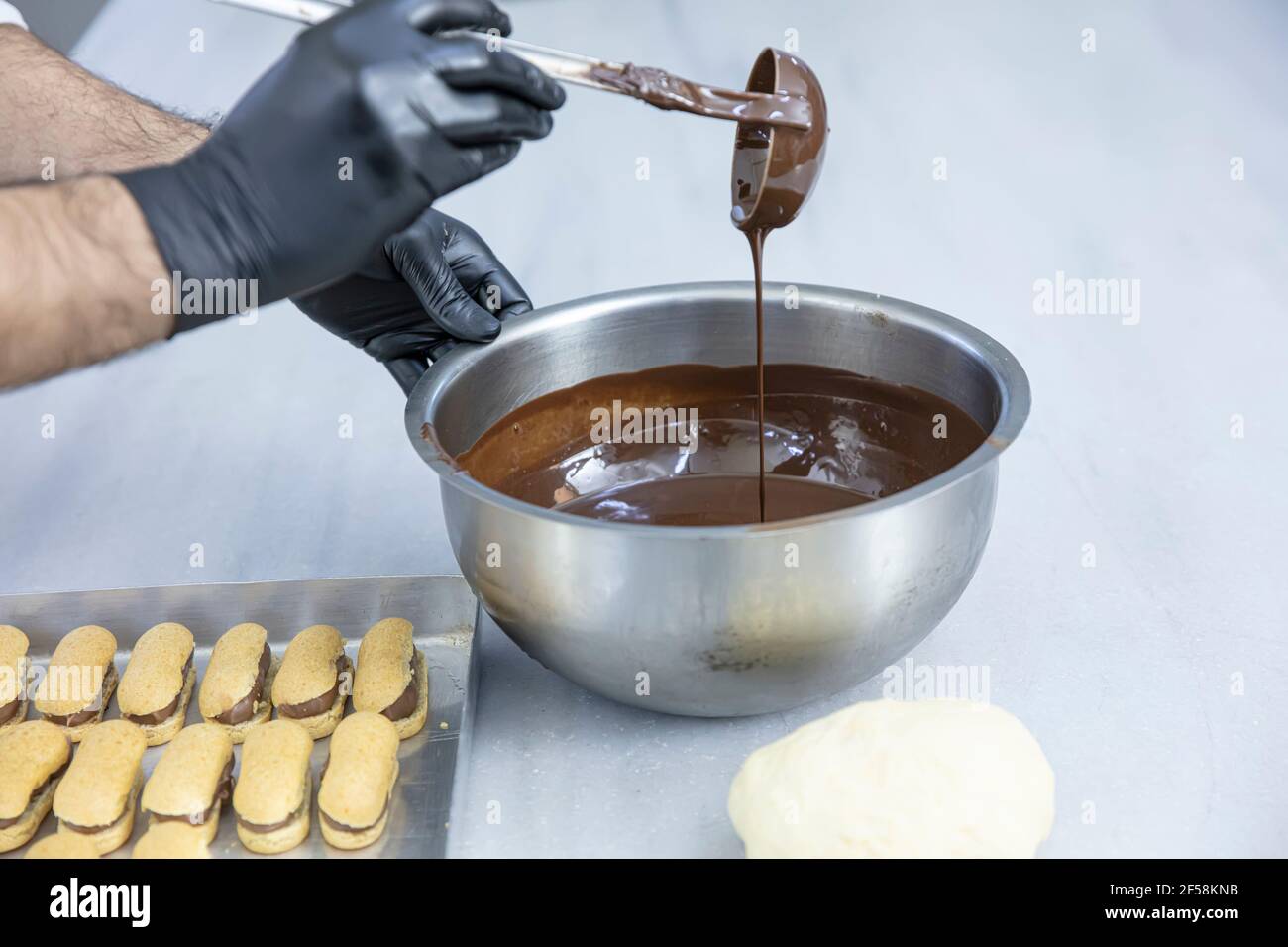 Making chef eclairs in the kitchen. Eclairs Pasta Turkish delicious ...