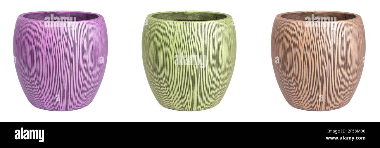 Large modern vases, set of 3, isolated on white background Stock Photo ...