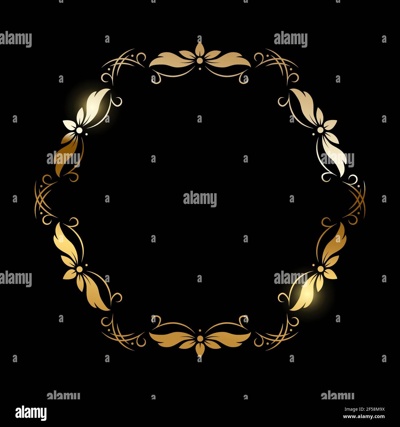 gold flower circle border