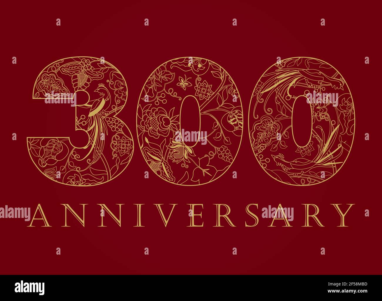 Creative logo concept of 300th anniversary congrats in ethnic patterns ...