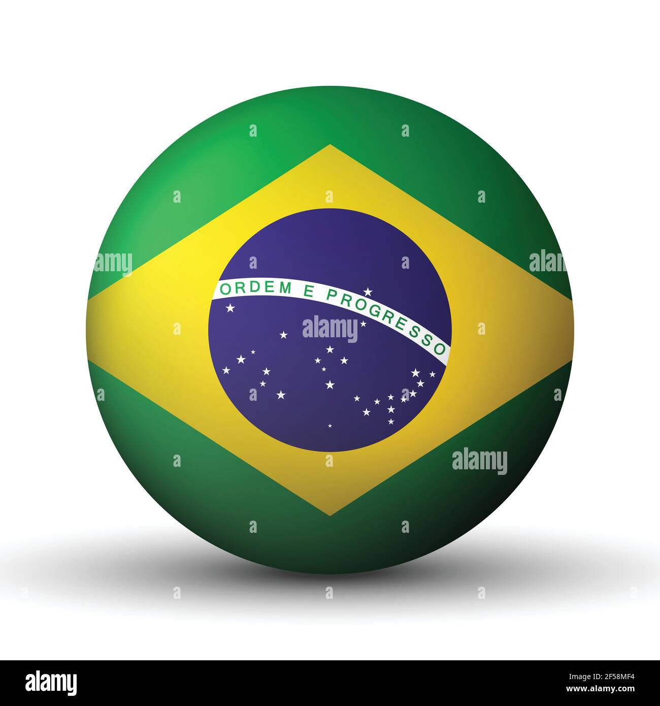 Glass light ball with flag of Brazil. Round sphere, template icon ...
