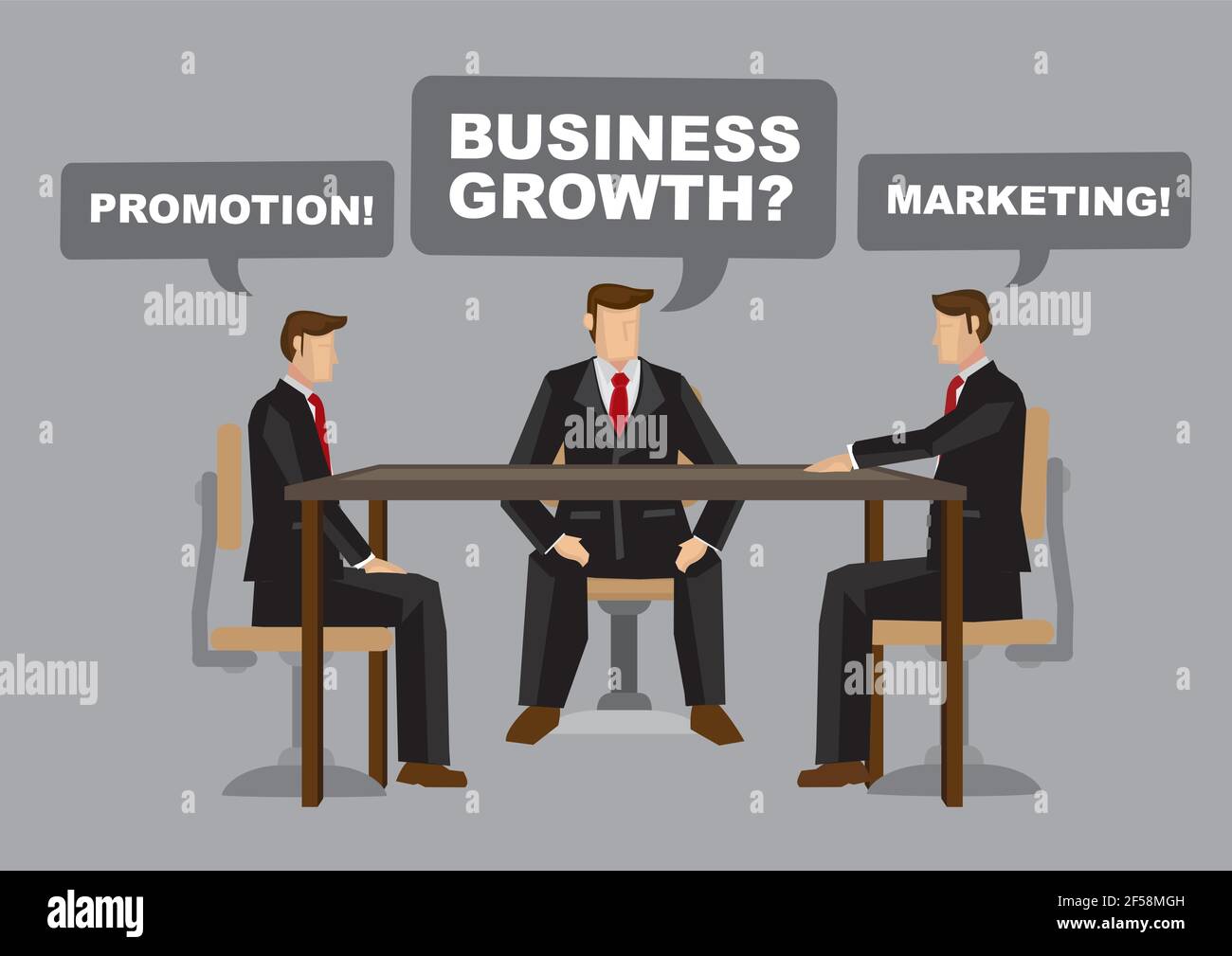 Cartoon businessman demand employees about growth and others are have ...