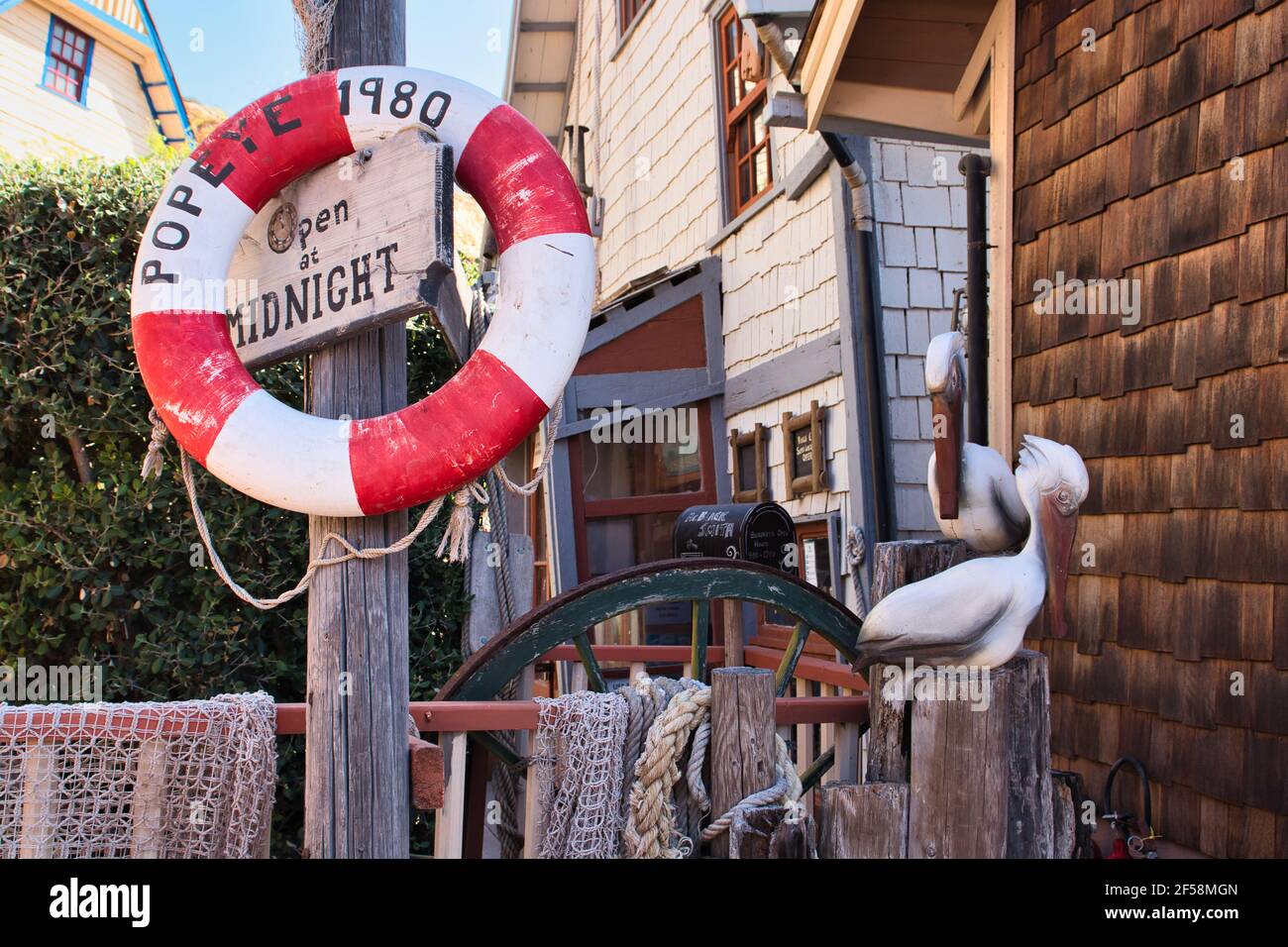 Decorations on the movie set for Popeye in Malta Stock Photo - Alamy