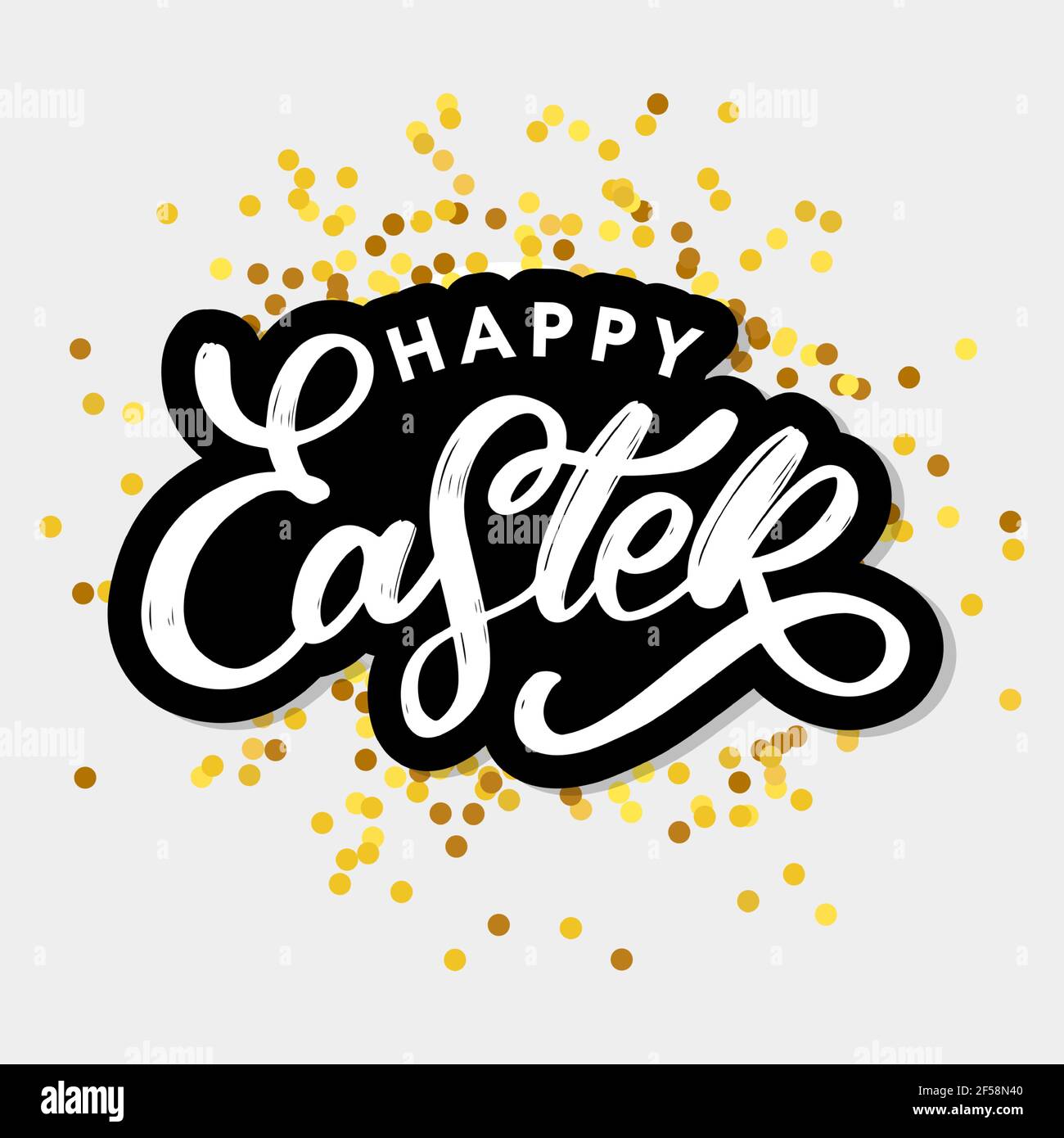 Happy Easter lettering card. Hand drawn lettering poster for Easter ...