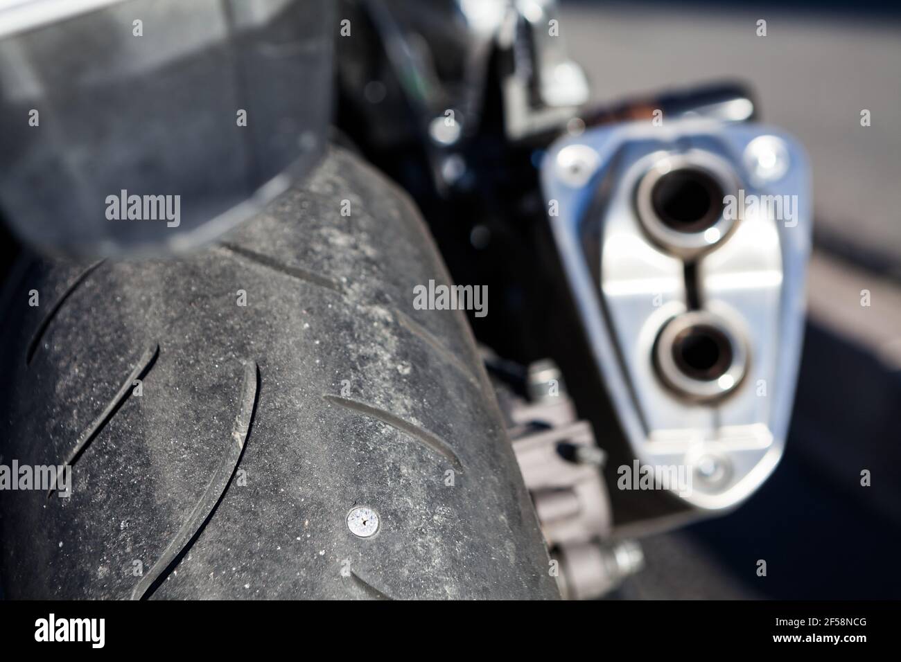 Flat tyre motorcycle hi-res stock photography and images - Alamy