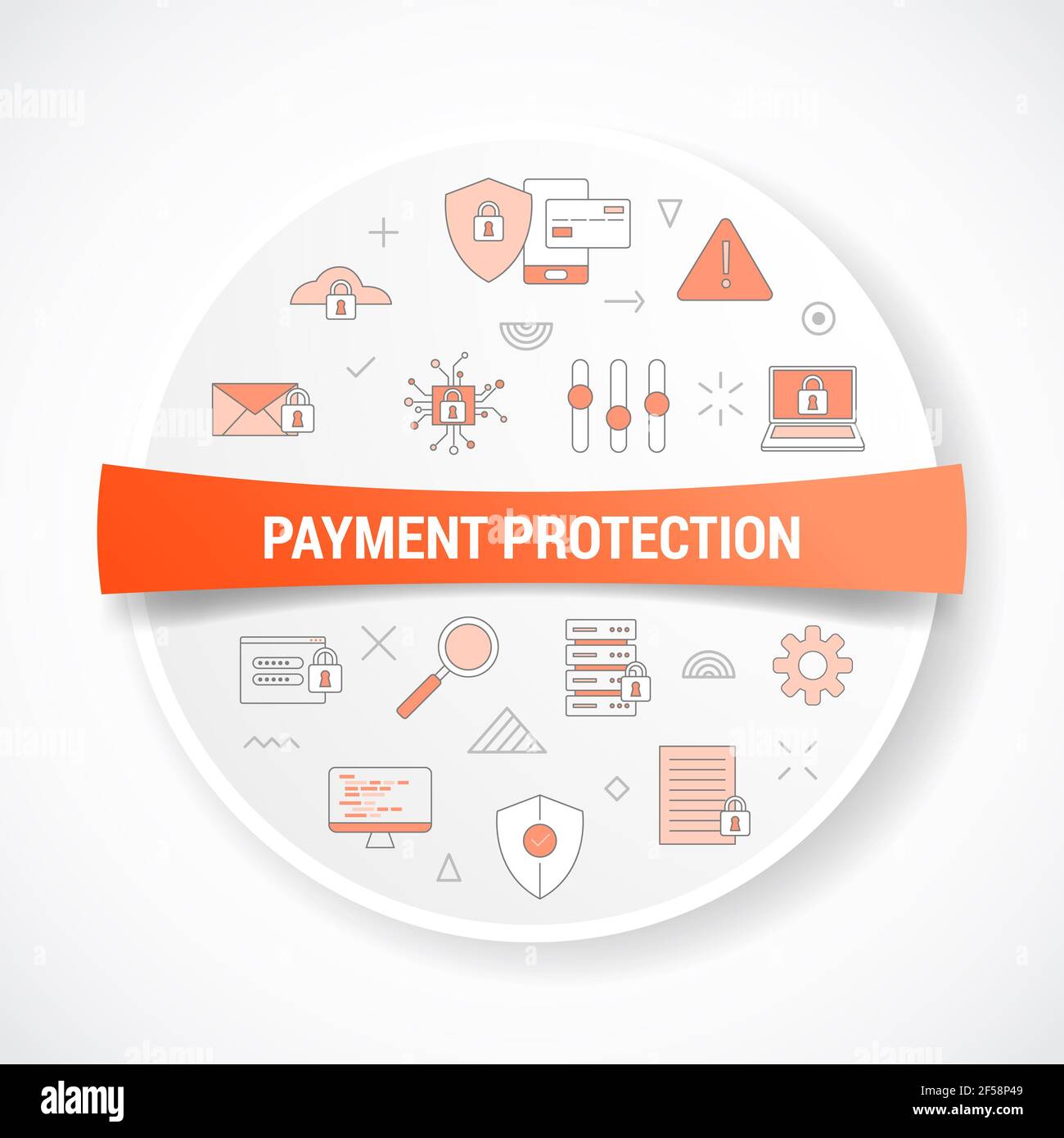 payment protection concept with icon concept with round or circle shape ...