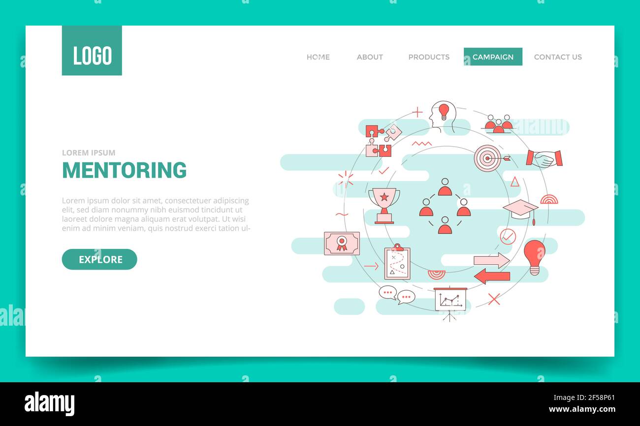 mentoring concept with circle icon for website template or landing page ...