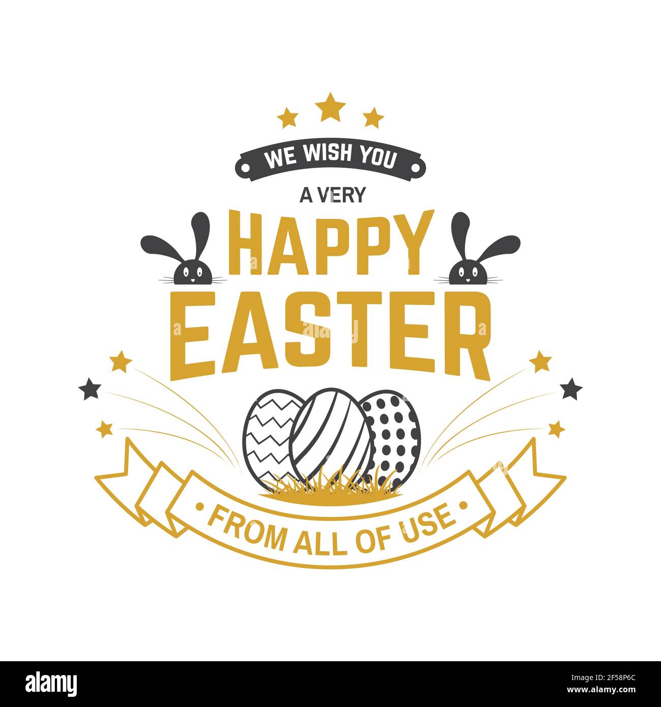 We wish you a very happy easter card, badge, logo, sign. Vector ...