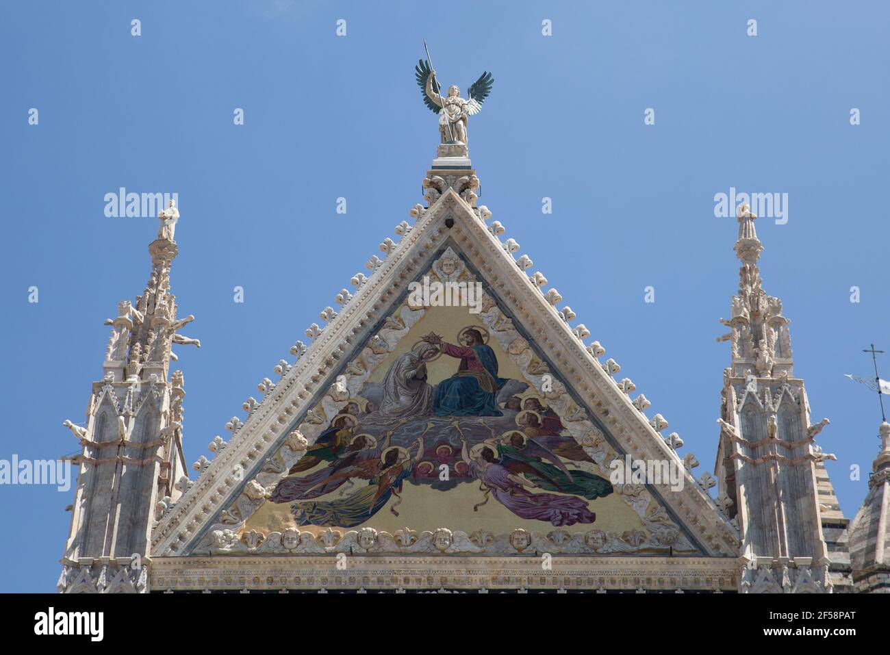 Siena Cathedral Rooftop Triangle With Fresco Stock Photo - Alamy