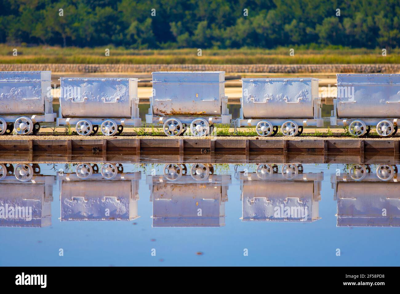 The metal salt transport rail cart in Nin salt production plant ...