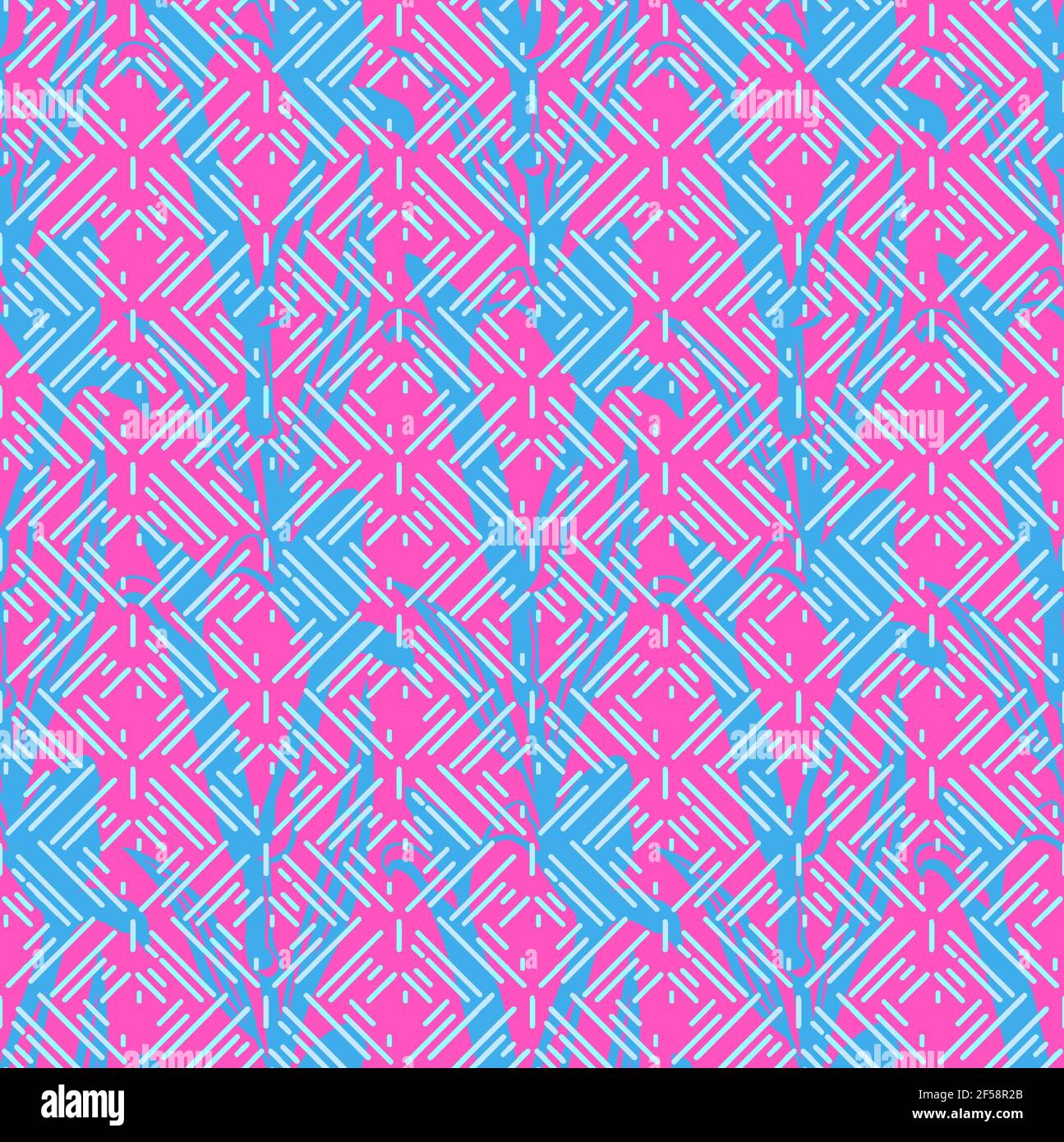 Pink blue lily pattern. Seamless yellow geometry flower pattern. Vector ...