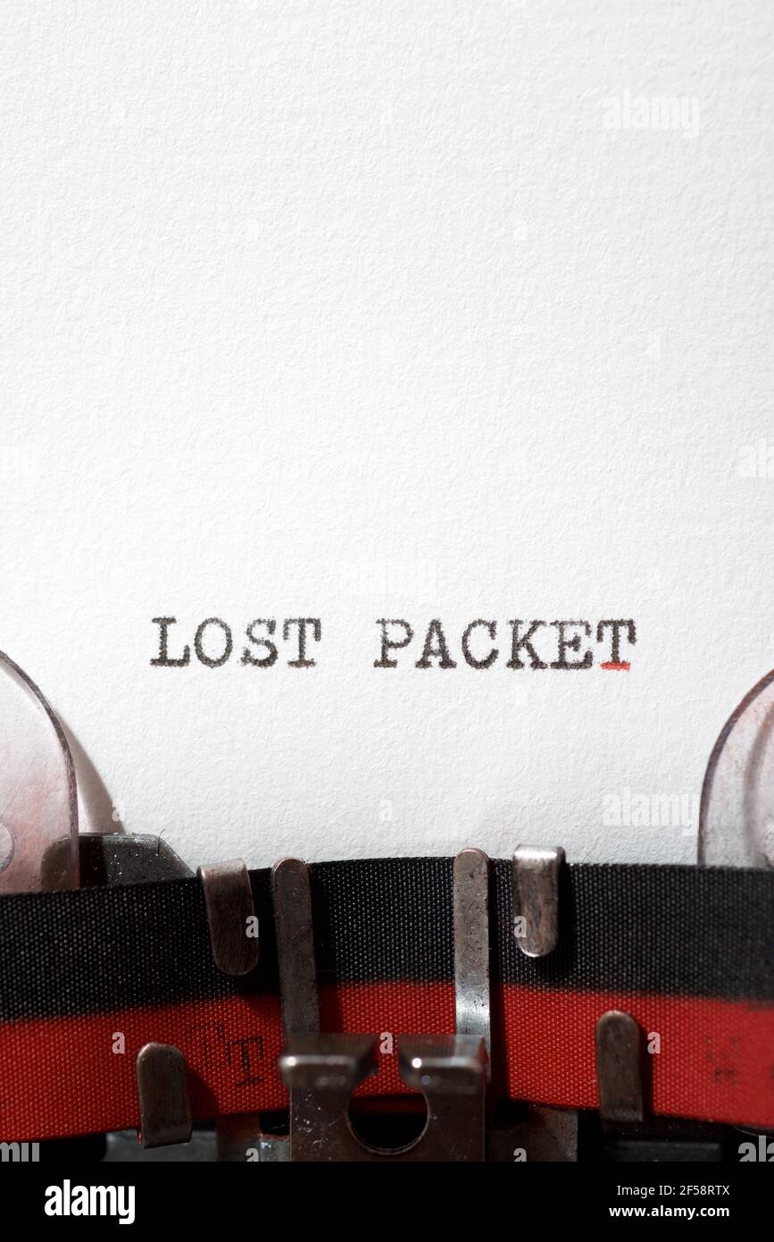 Lost packet phrase written with a typewriter Stock Photo - Alamy