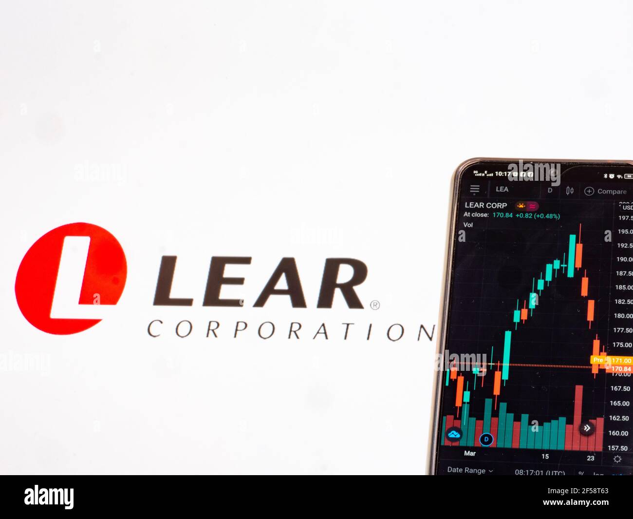 In this photo illustration the stock market information of Lear ...