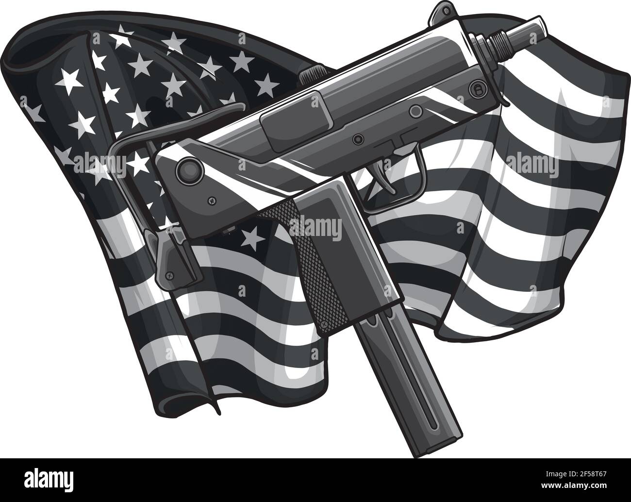 American flag machine gun Black and White Stock Photos & Images - Alamy