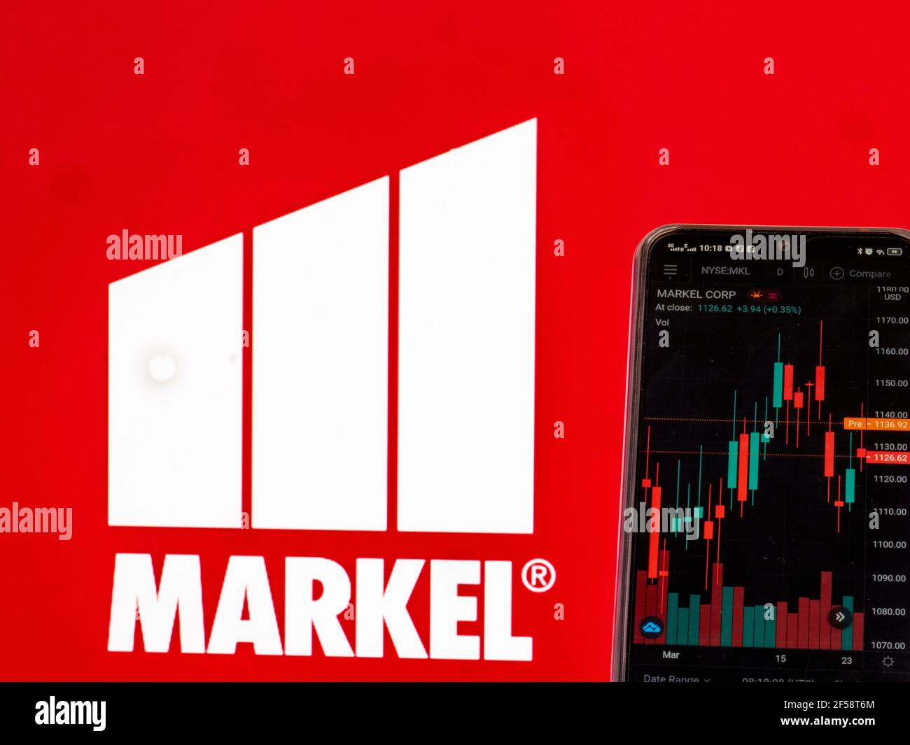 In this photo illustration the stock market information of Markel ...