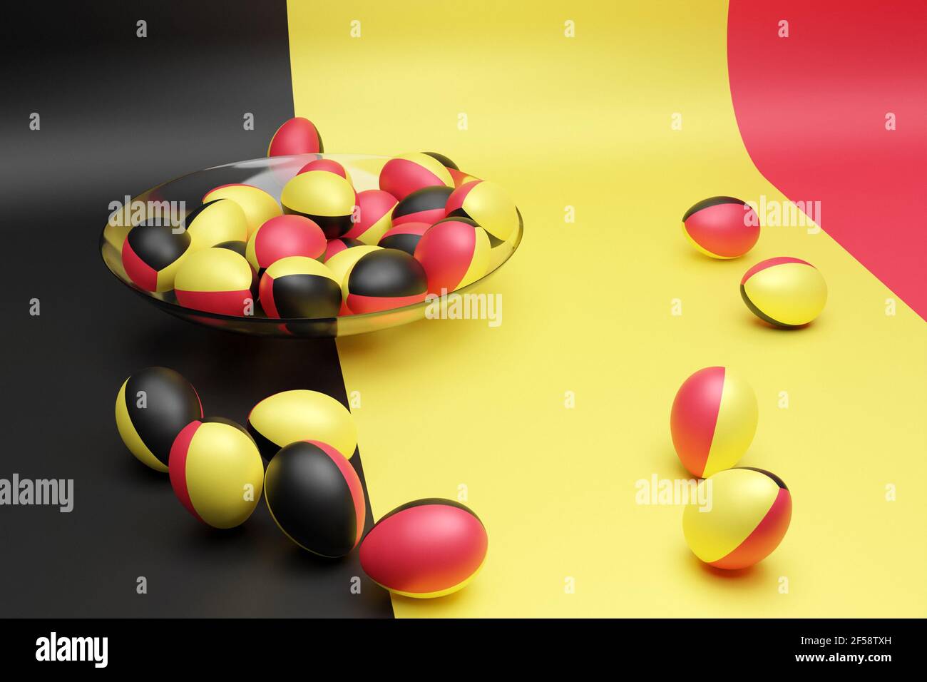 3d illustration of balls with the image of the national flag of the ...