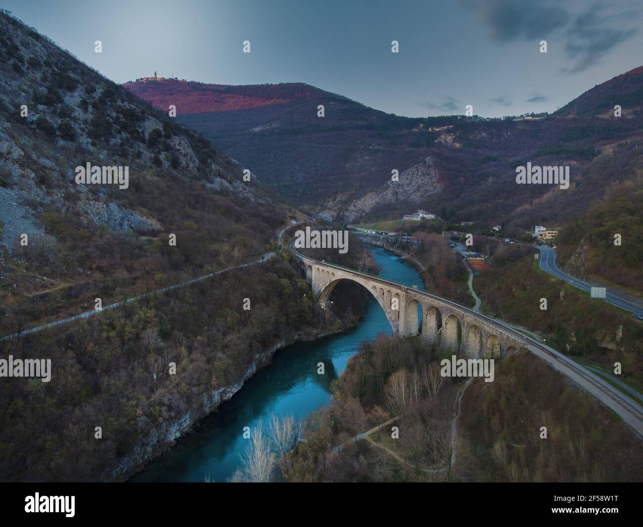 Front View of Famous Stone Arch Bridge in Solkan. Situated at the Gate ...