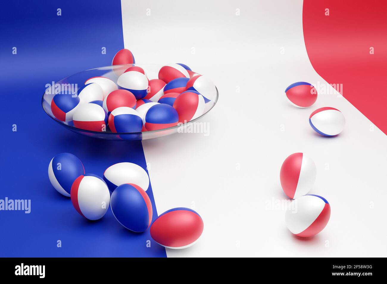 3d illustration of balls with the image of the national flag of the ...