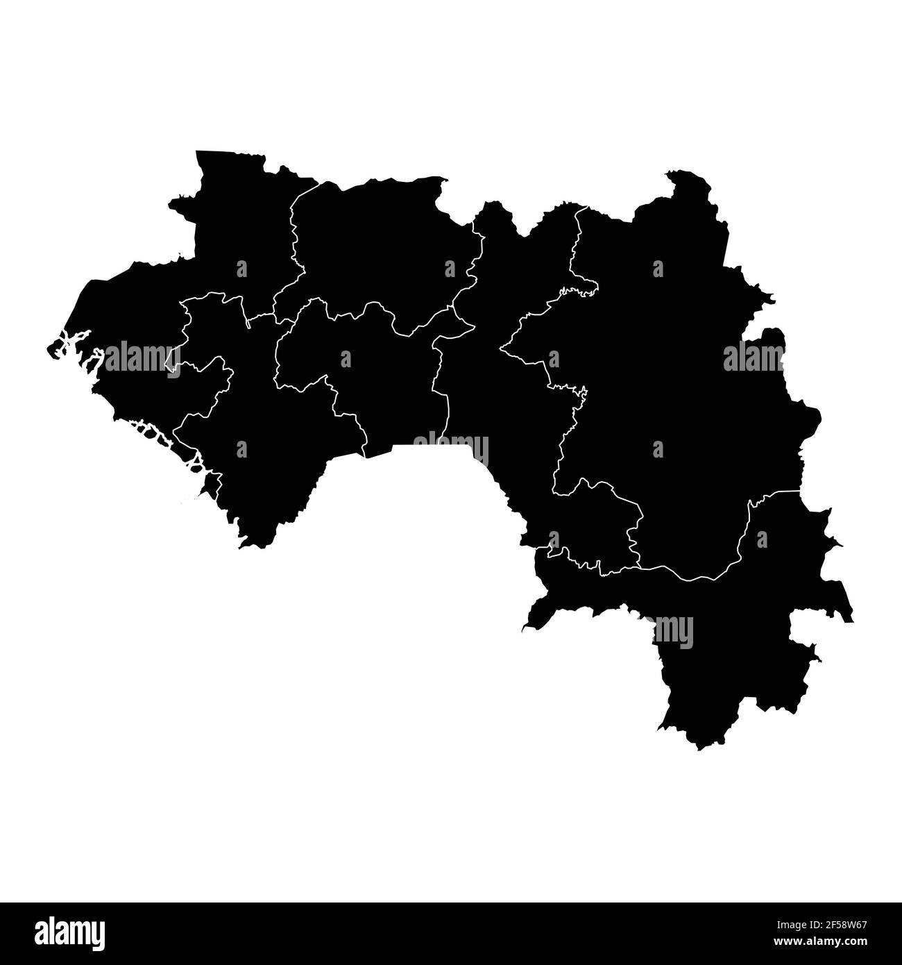 Guinea country map vector with regional areas Stock Vector Image & Art ...