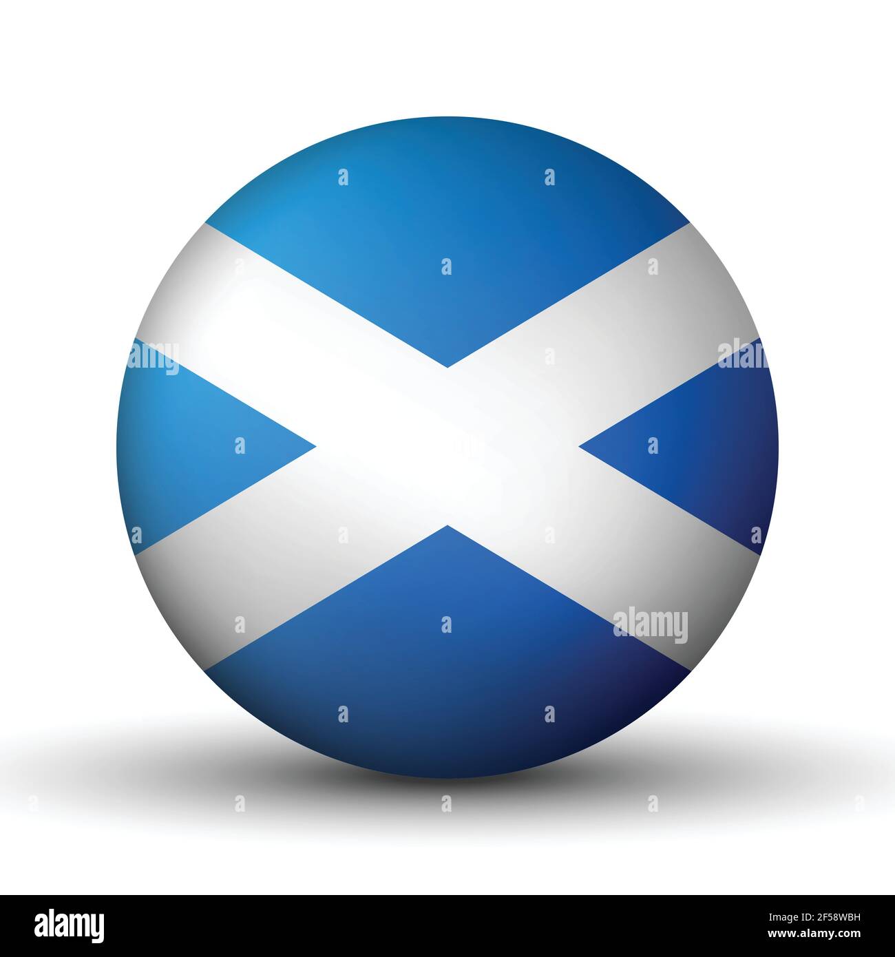 Glass light ball with flag of Scotland. Round sphere, template icon ...