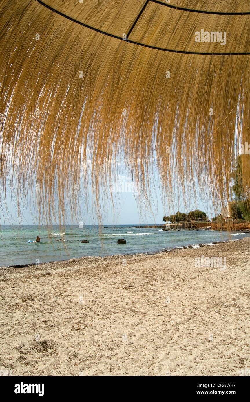 Parasol On The Beach In Majorca Spain Stock Photo - Alamy