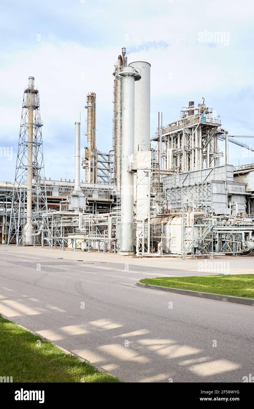 Large-capacity ammonia production workshop. Exterior of modern ...