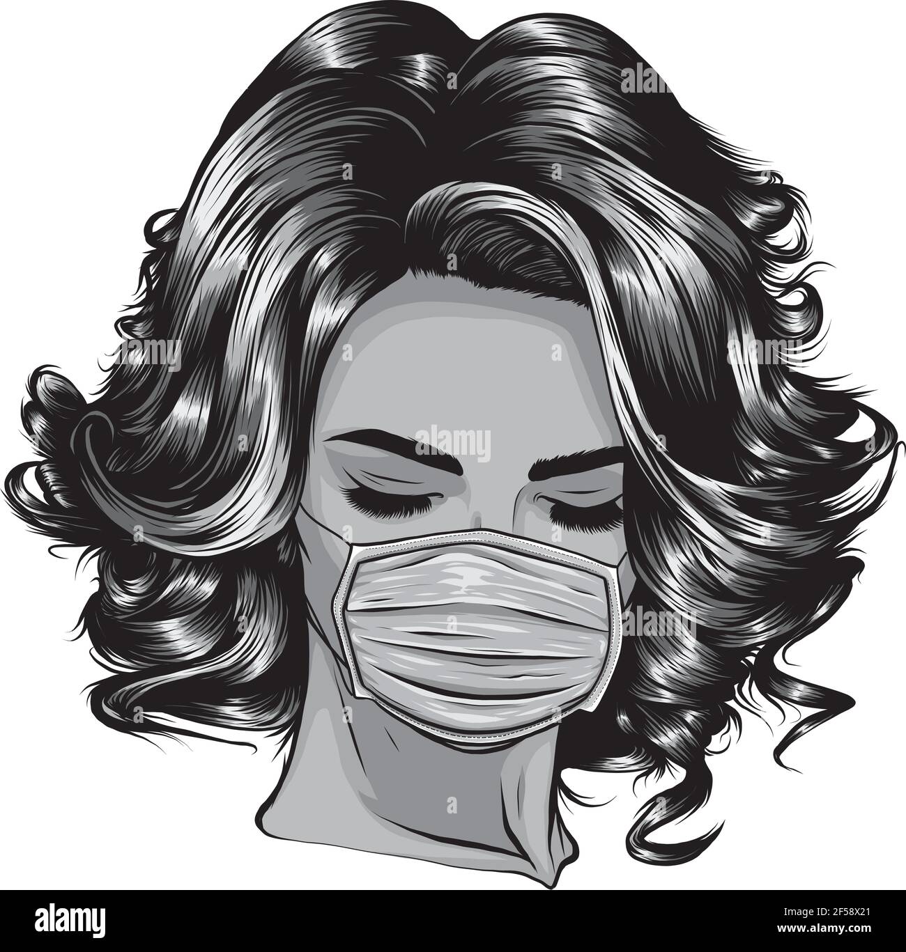 design of Woman wearing disposable medical surgical face mask Stock ...