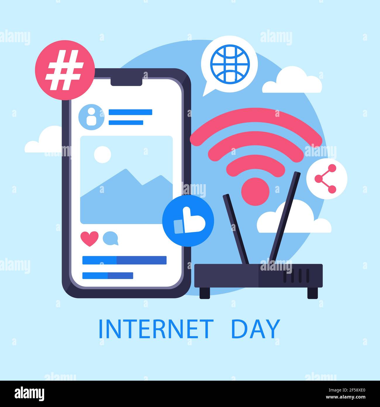 Flat internet day illustration Vector illustration Stock Vector Image ...