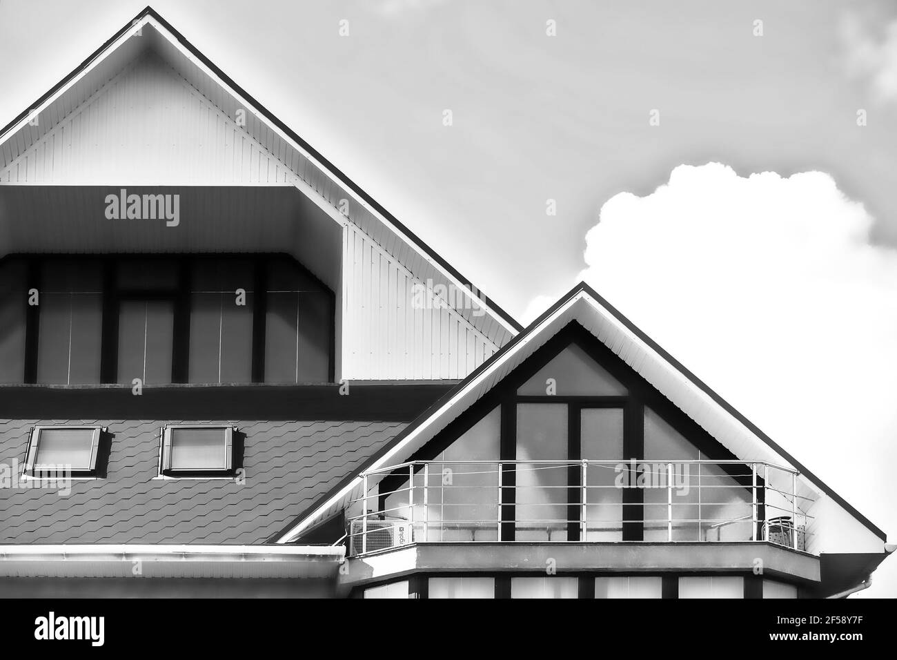 Sunny day view houses Black and White Stock Photos & Images - Alamy