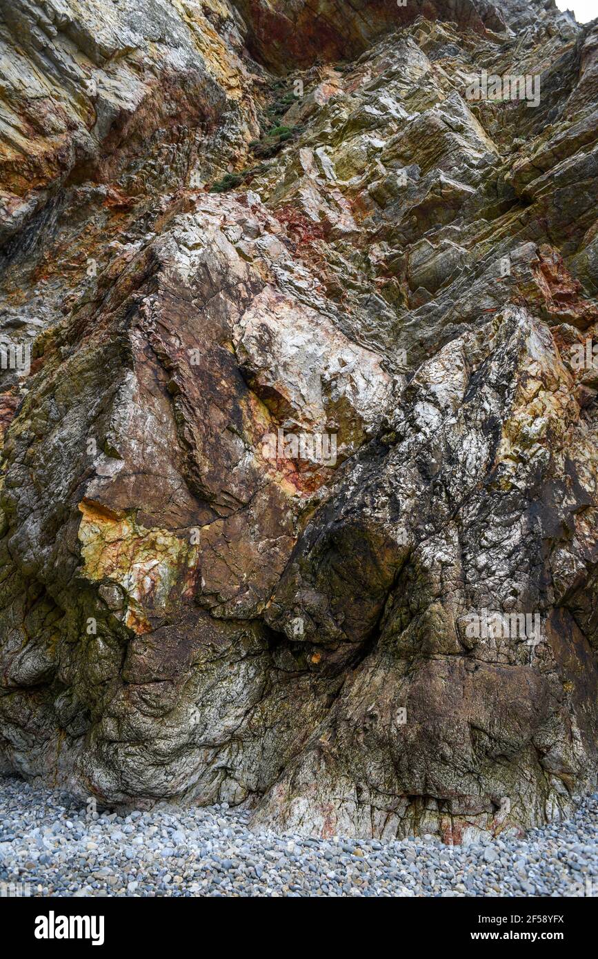 Colorful rock rock texture, geological phenomenon in the rocks above ...