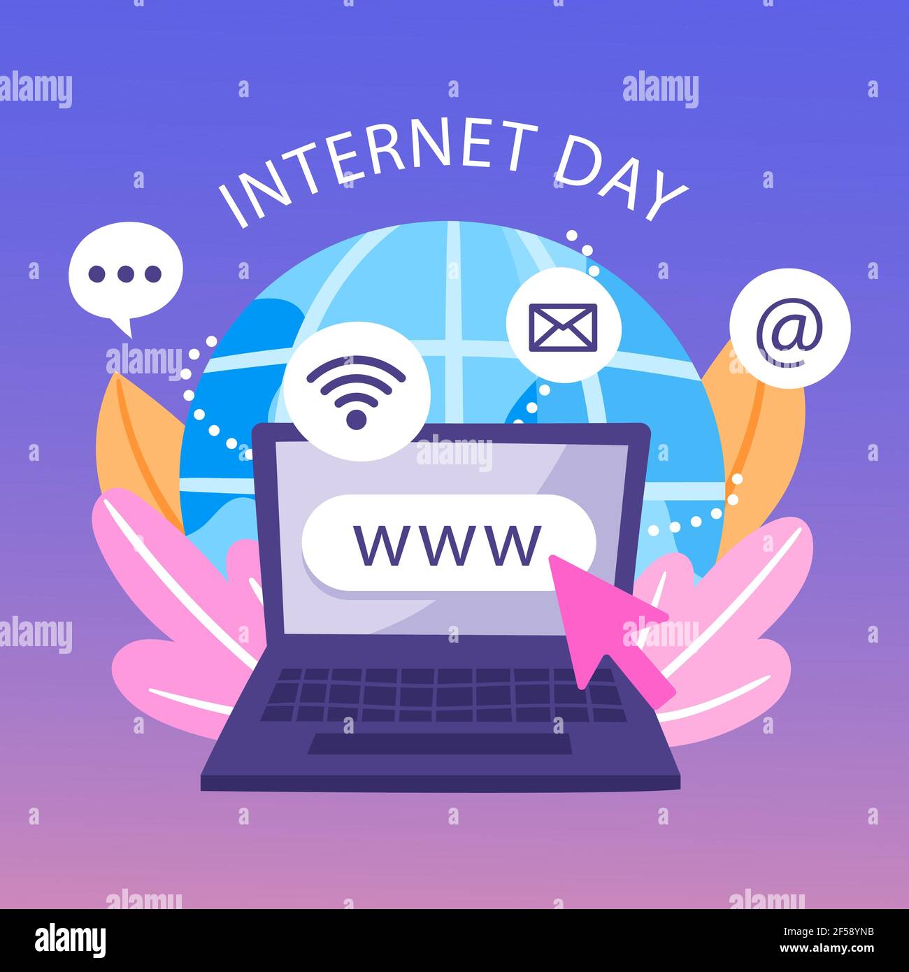 Hand drawn internet day illustration Vector illustration Stock Vector ...