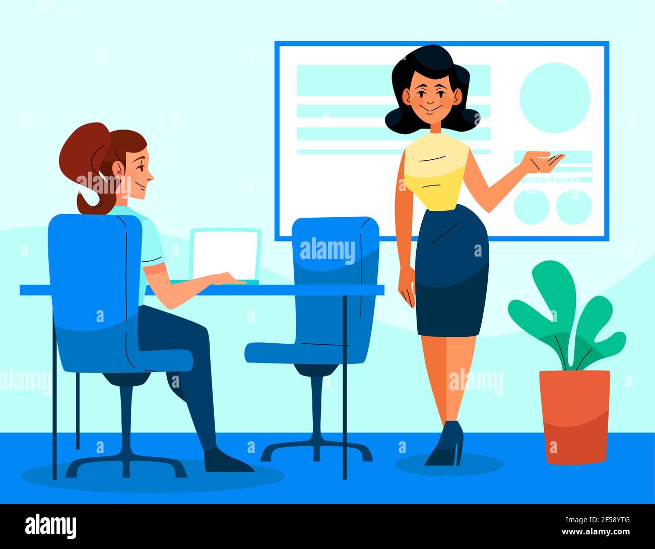 Flat people on business training illustration Vector illustration Stock ...