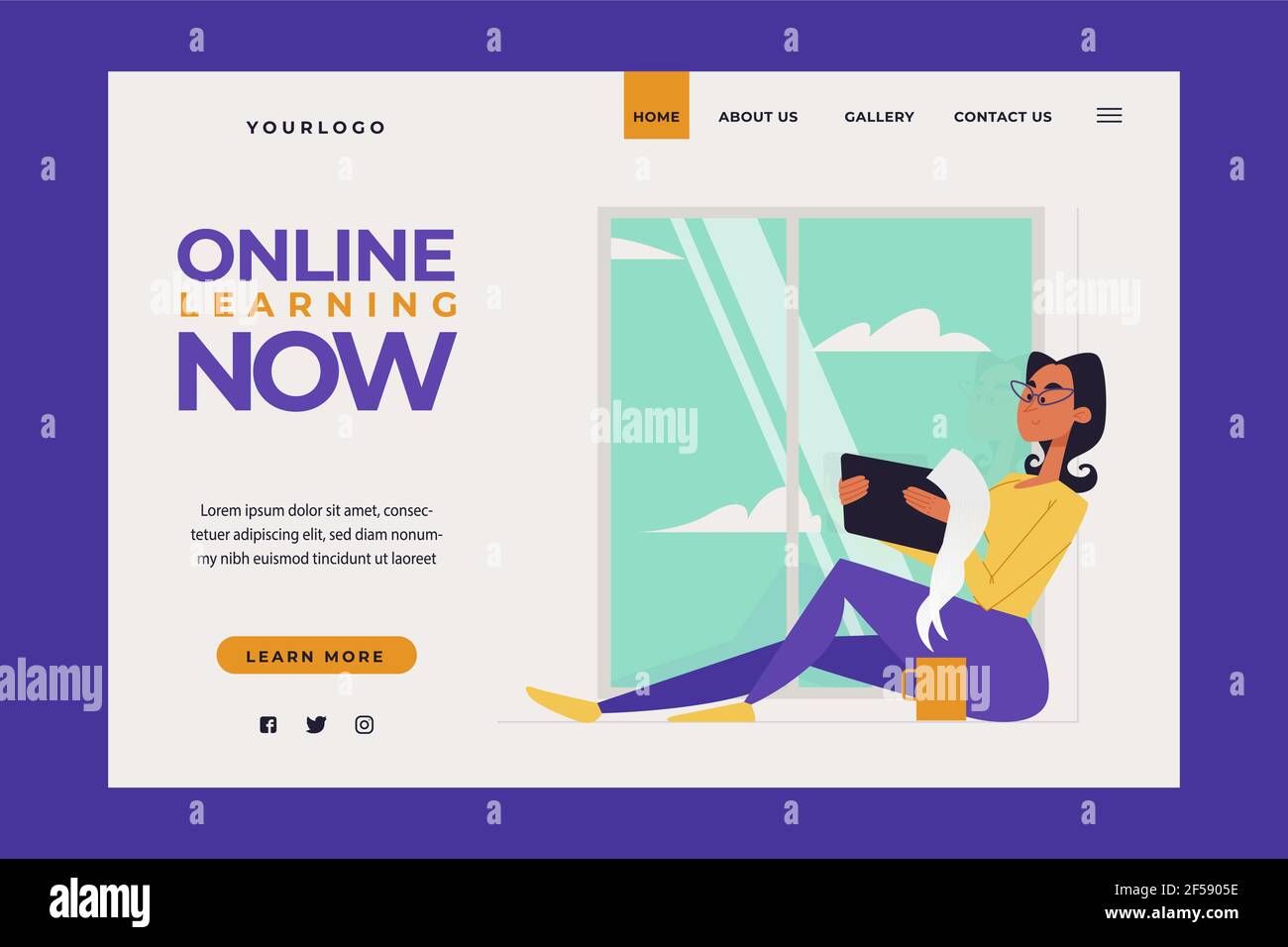 Detailed style online learning landing page Vector illustration Stock Vector Image & Art - Alamy