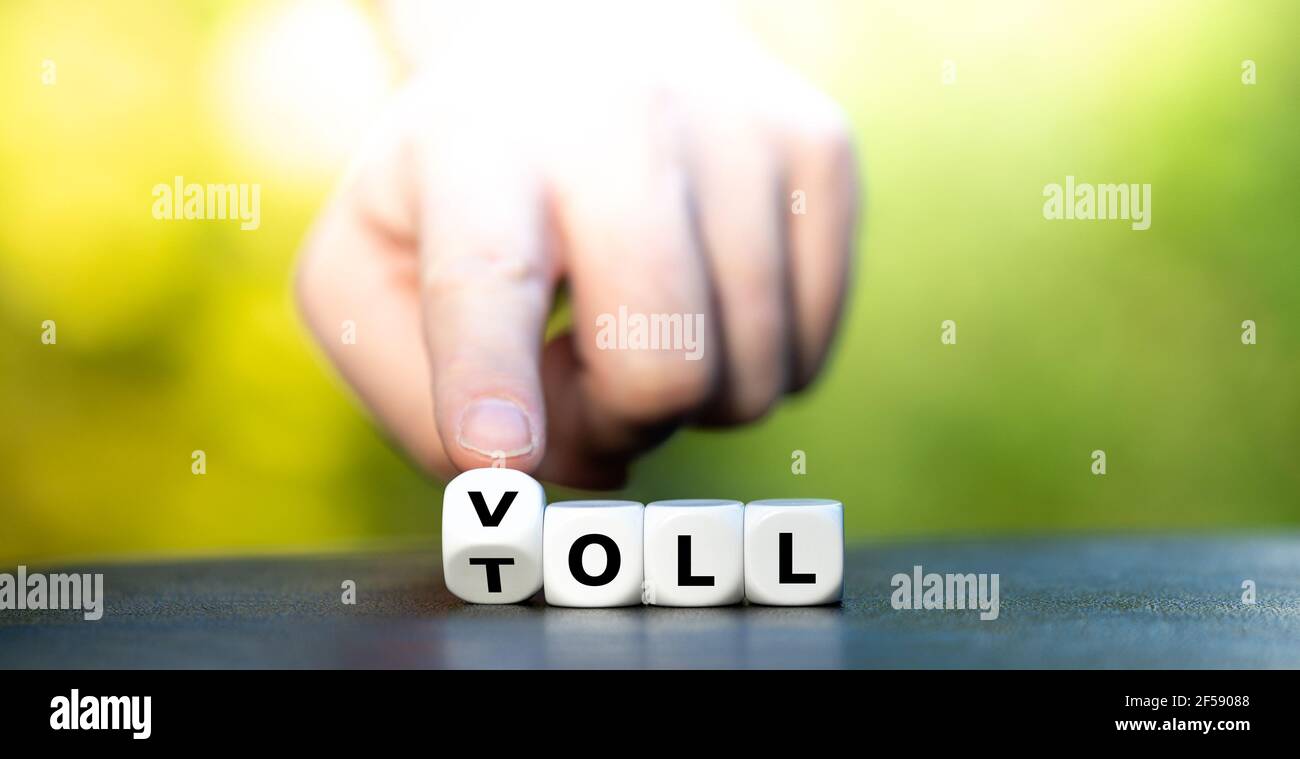 Dice form the German expression "voll toll" (really good Stock Photo ...