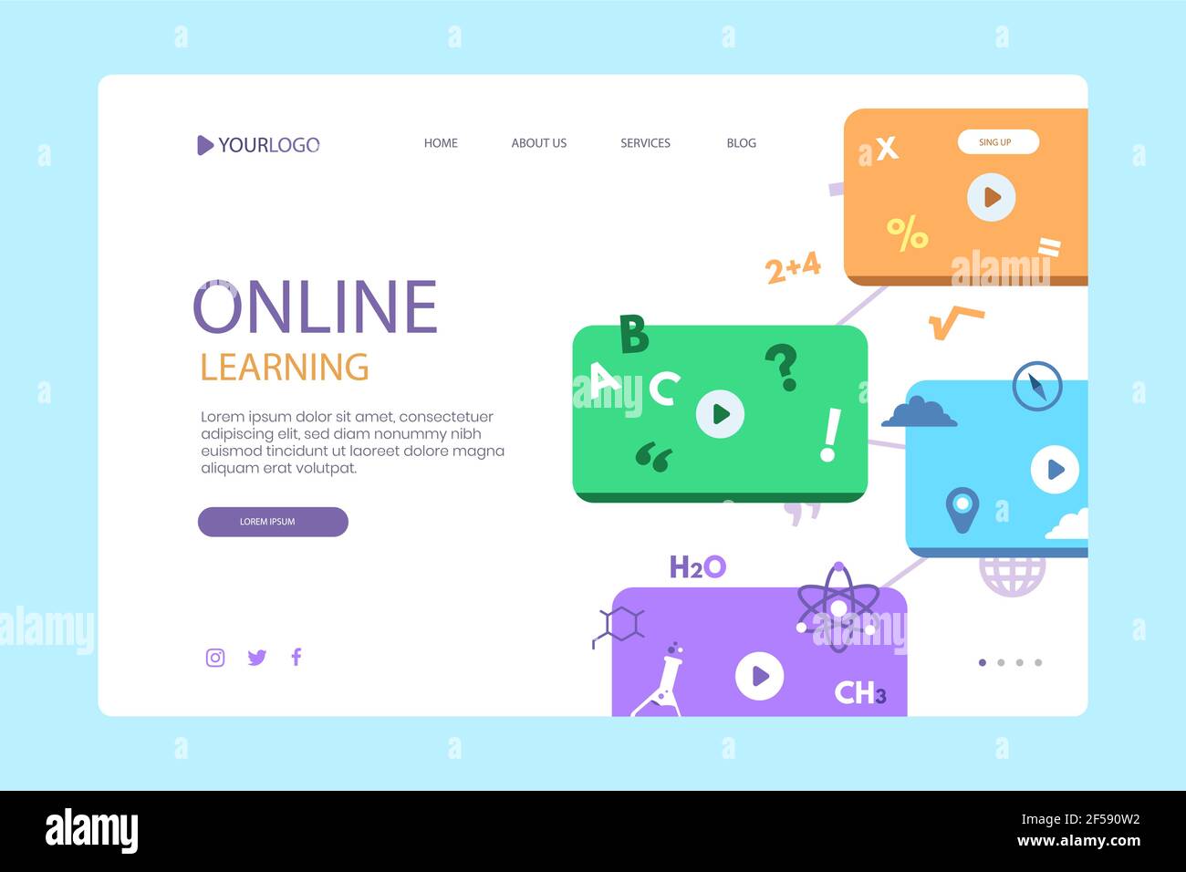 Online learning landing page Vector illustration Stock Vector Image ...
