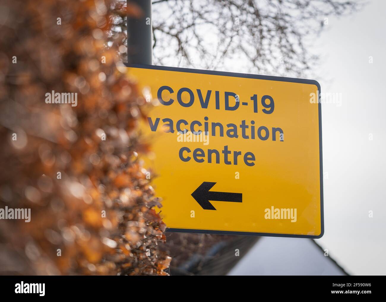 Covid-19 Coronavirus pandemic vaccination testing centre yellow ...