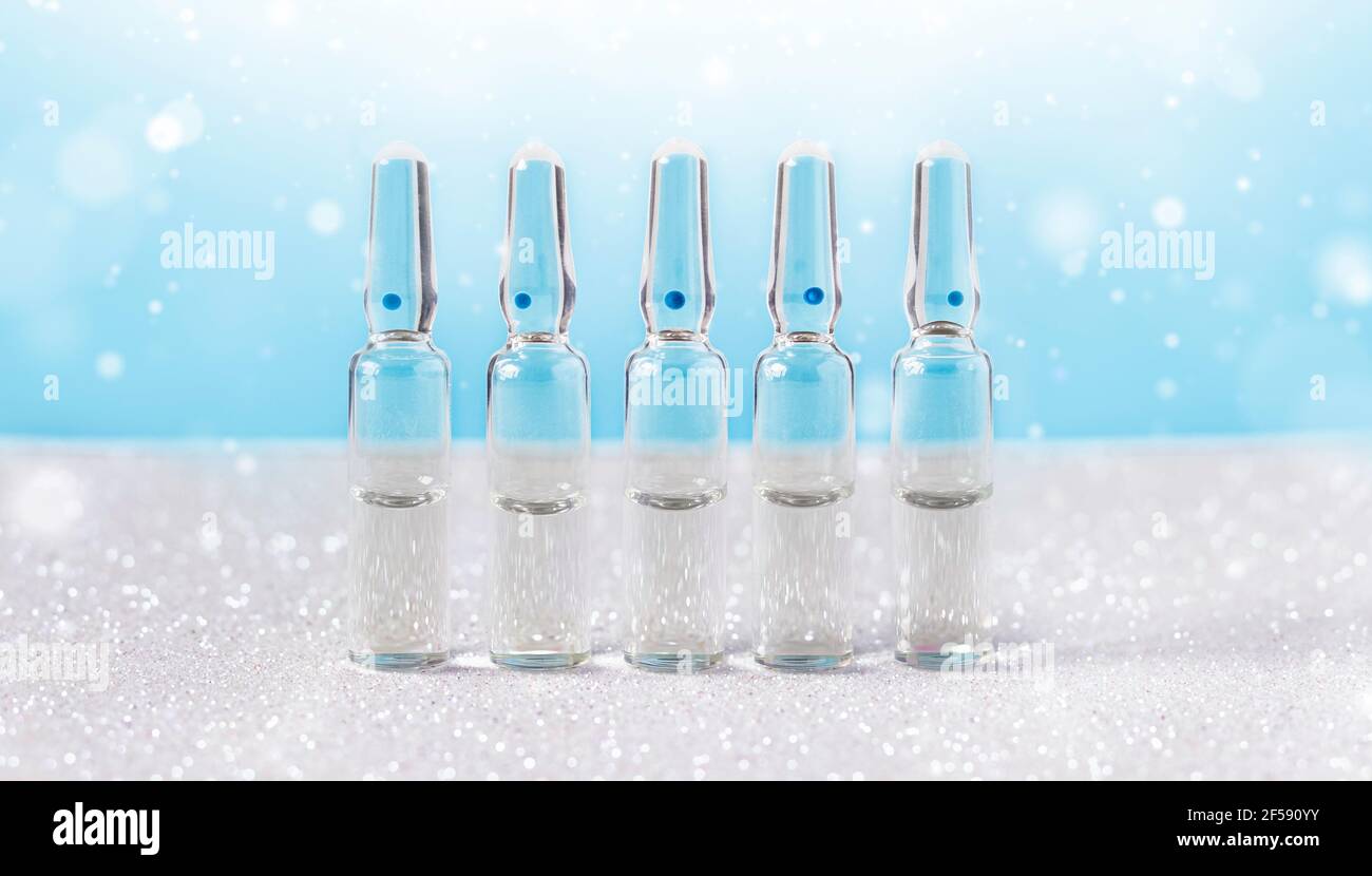 Medical ampoules for injection on a white background. Glass ampoules ...