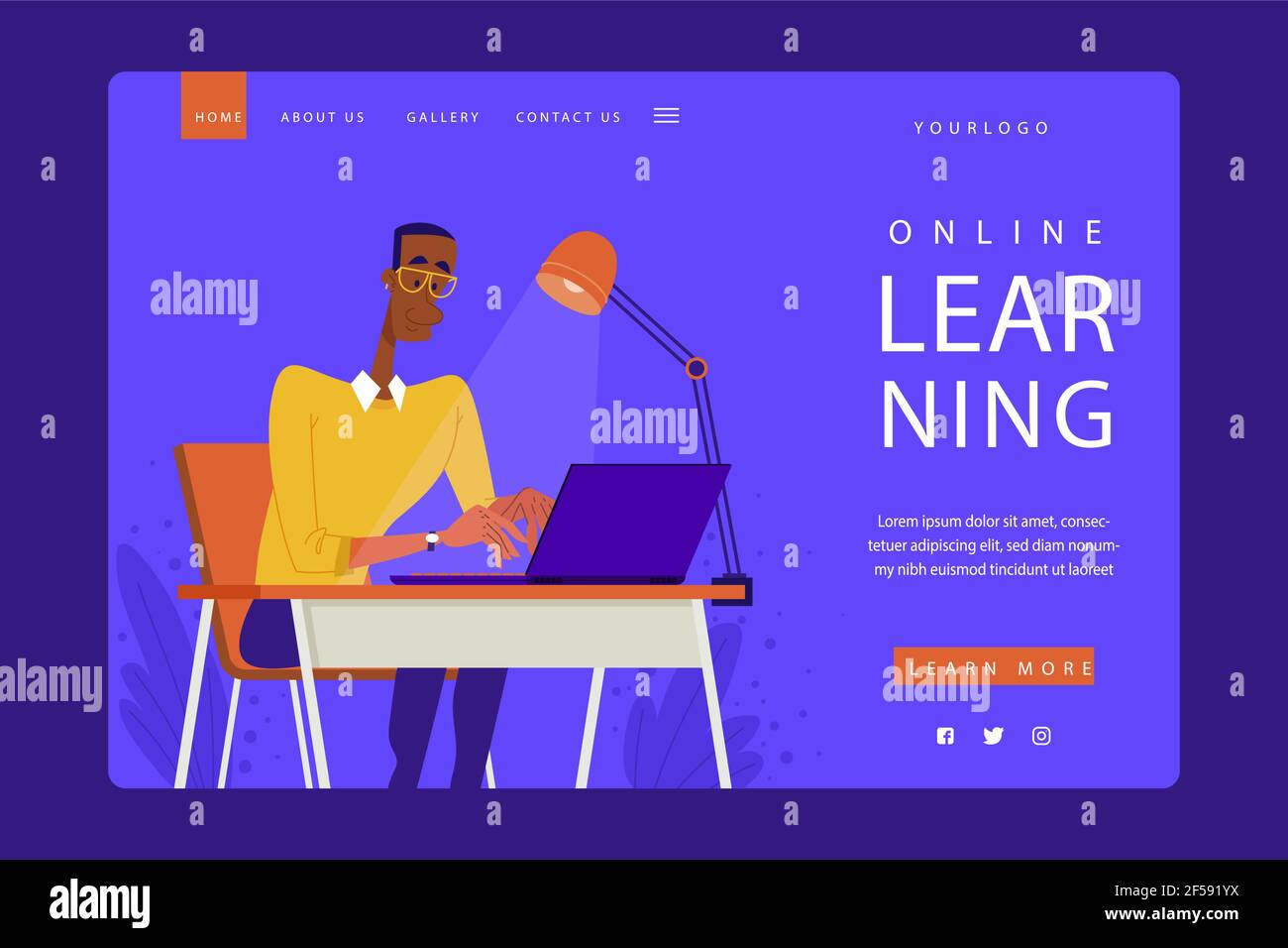 Detailed online learning landing page Vector illustration Stock Vector ...