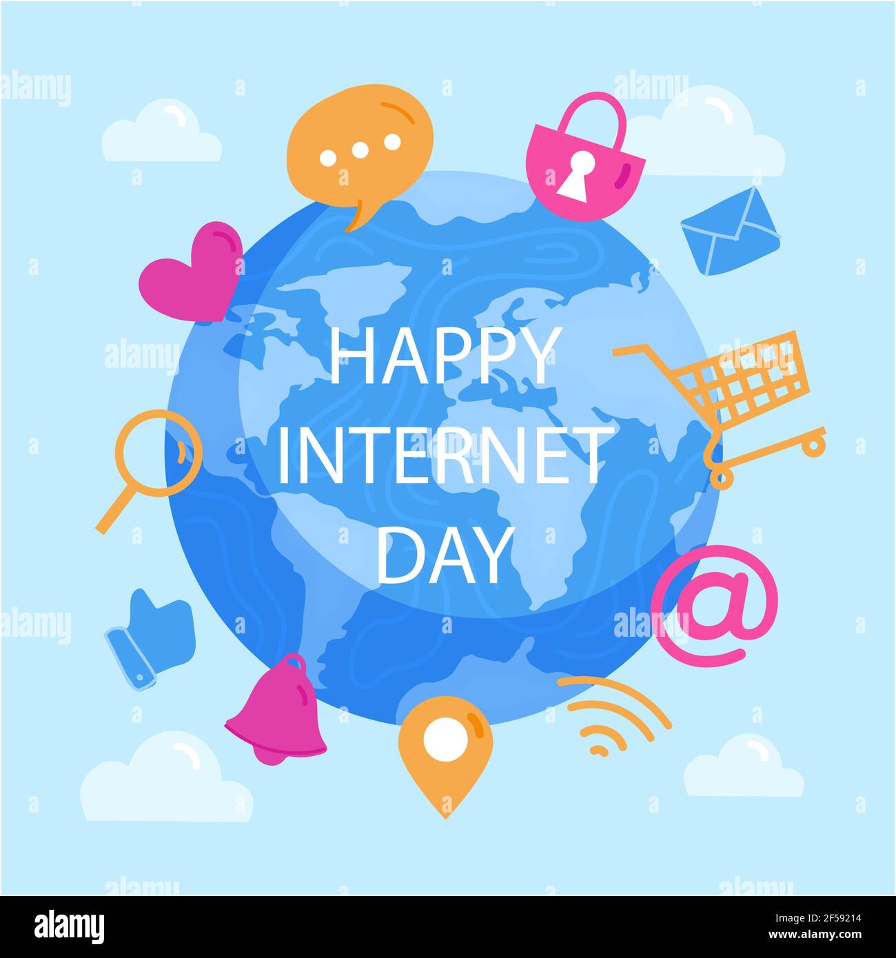 Hand drawn internet day illustration Vector illustration Stock Vector ...