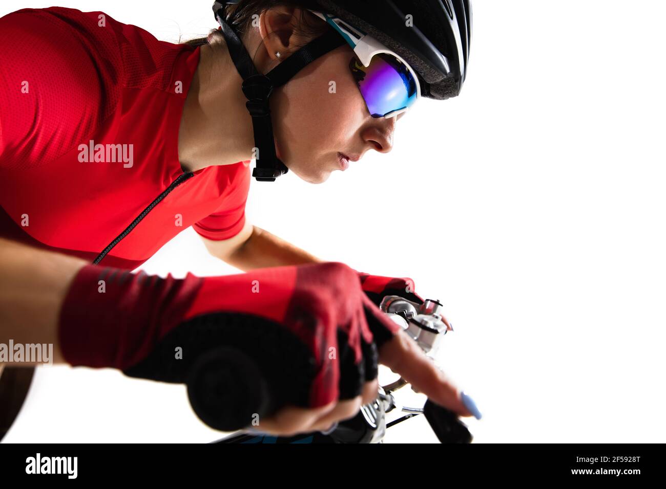Isolated Female Cyclist High Resolution Stock Photography and Images ...